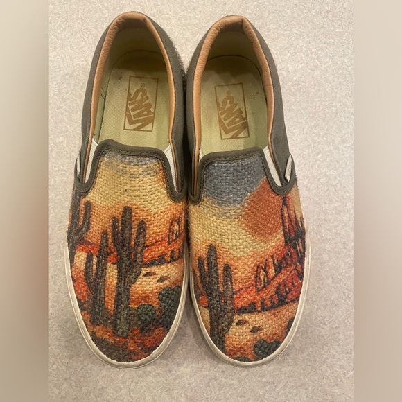 Vans | Shoes | Vans Cactus Sunset Slipon Shoes Orange And Brown | Poshmark